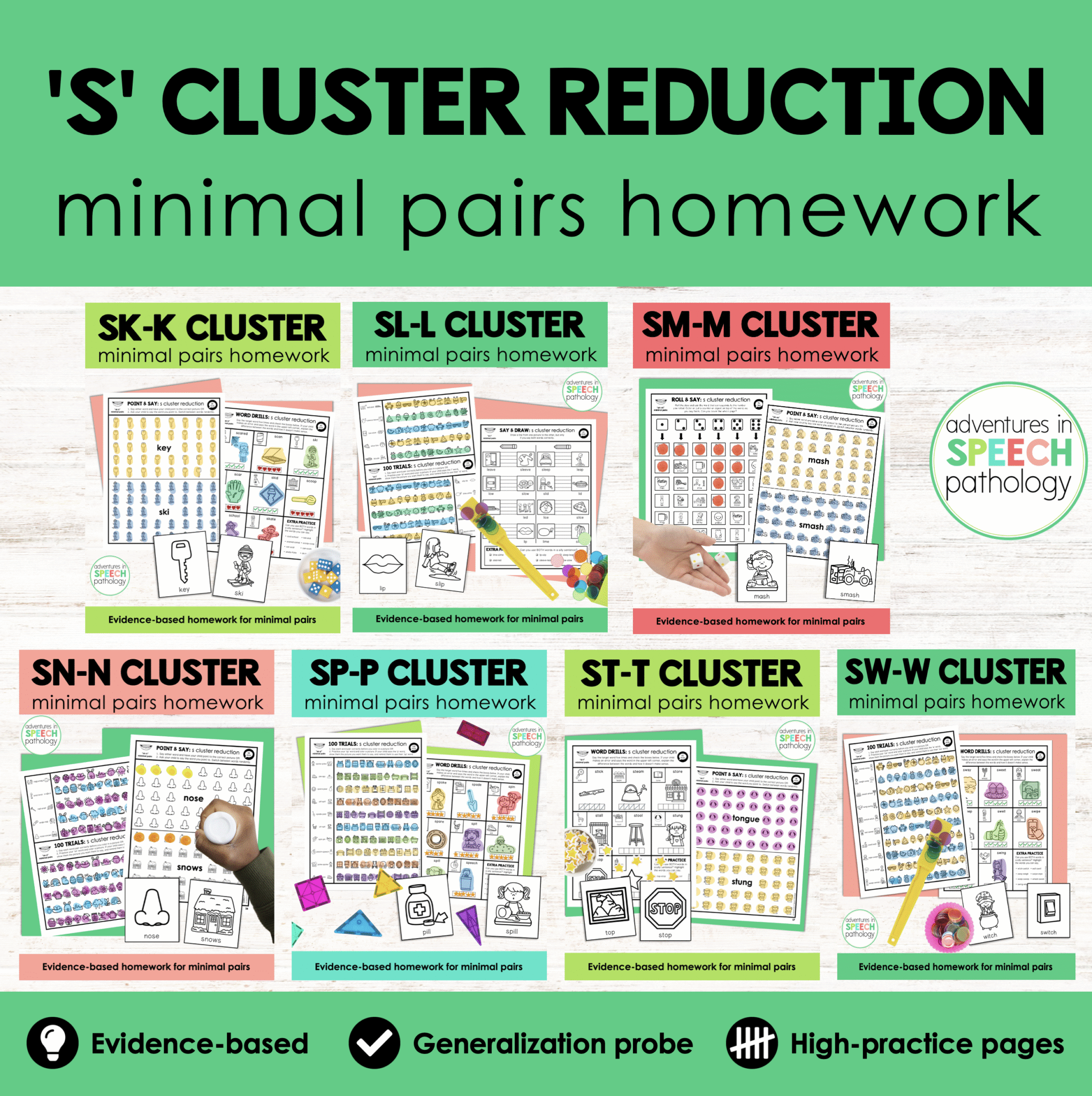 S Blend Cluster Reduction Homework Bundle