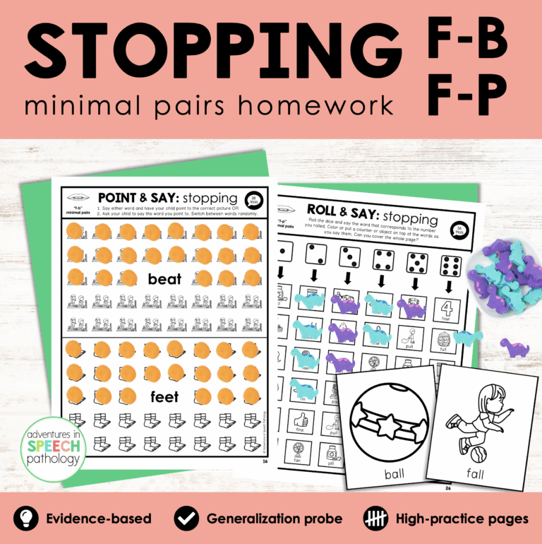 F Sound Minimal Pairs Homework for Speech Therapy