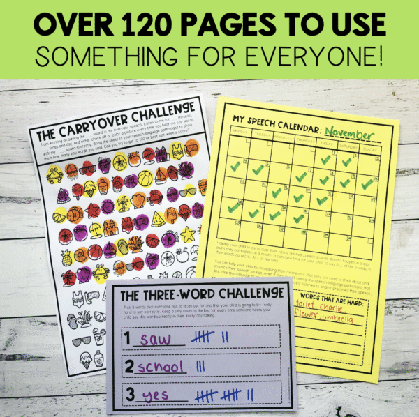 Speech Therapy Carryover Activities & Homework