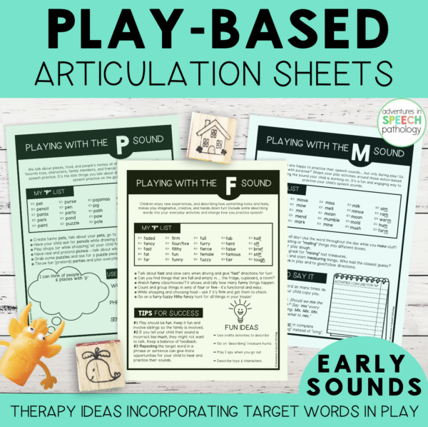 Play-Based Articulation: Early Sounds Sheets