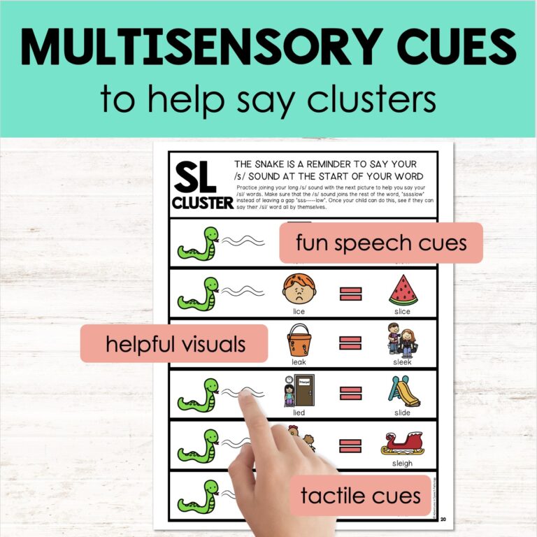 Cluster Reduction Help Sheets for Speech Therapy