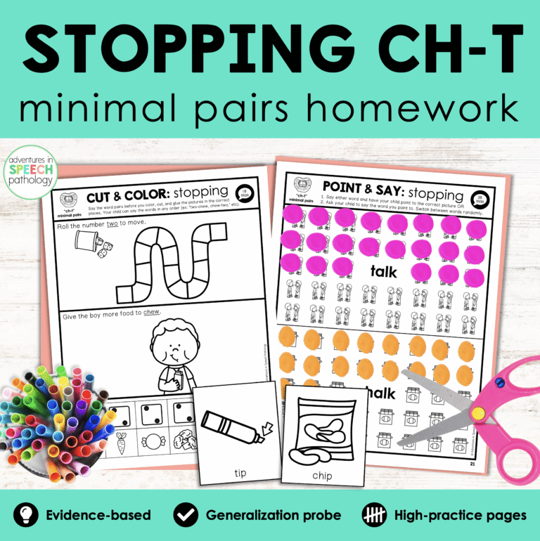 Stopping Minimal Pairs Homework | Speech Therapy