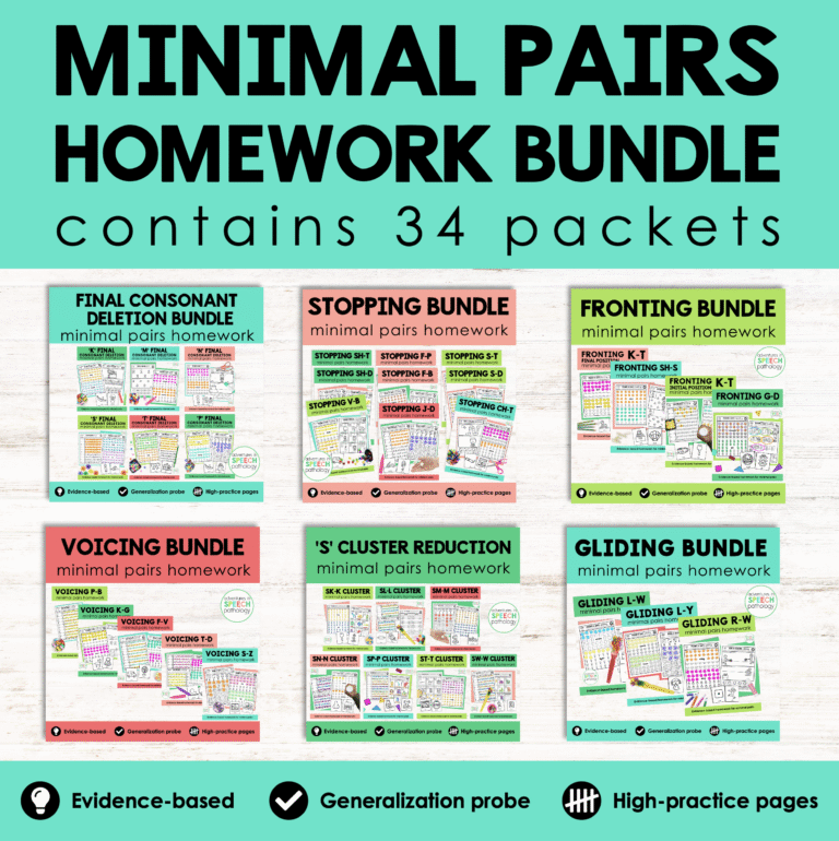 Minimal Pairs Homework | Speech Therapy – BUNDLE - Adventures in Speech ...