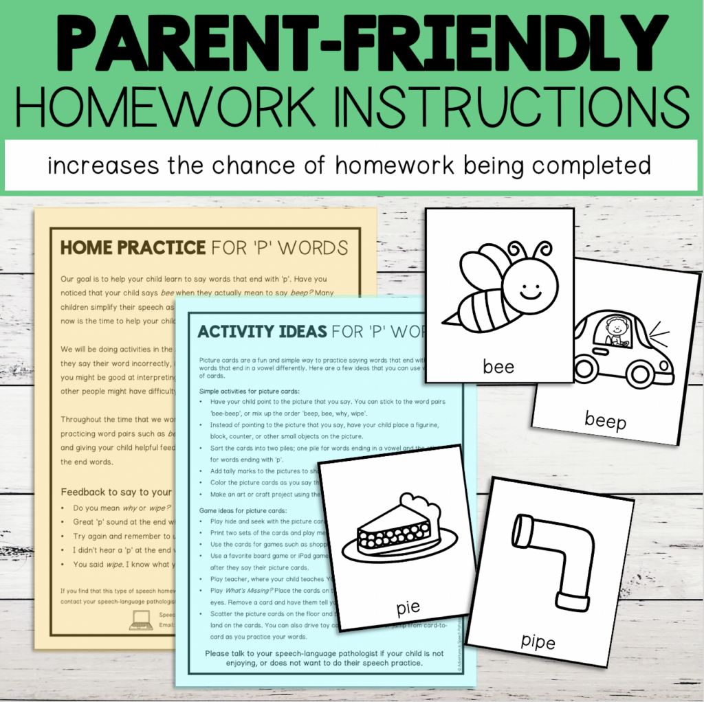P Final Consonant Deletion Minimal Pairs Homework