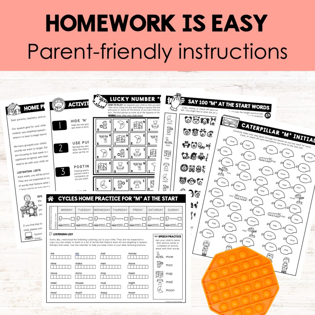 M Initial Consonant Deletion Homework Activities for Cycles Approach ...
