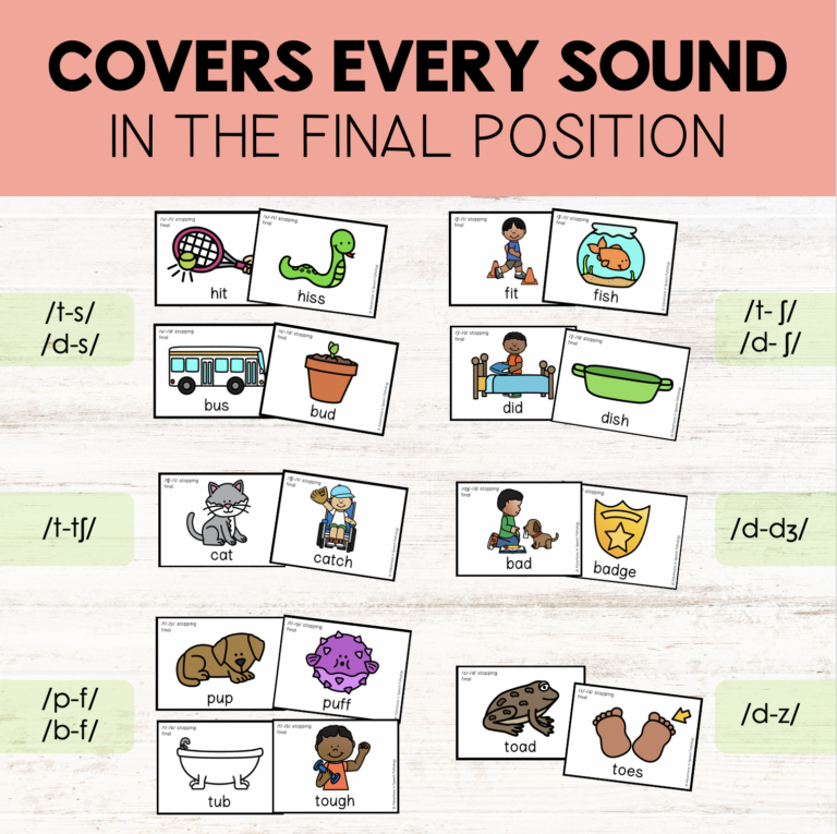 Final Position Minimal Pair Therapy Cards