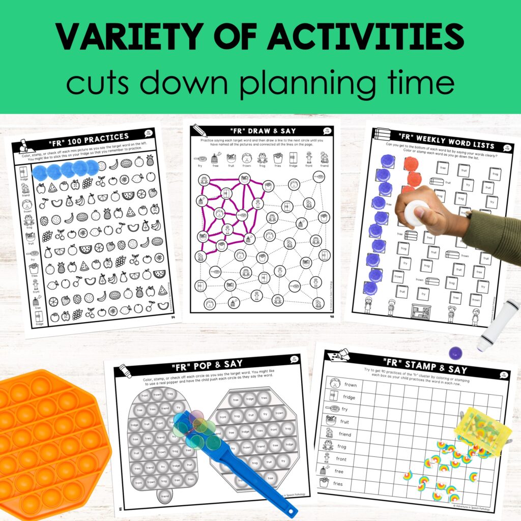 FR Cluster Speech Therapy Activities Pack