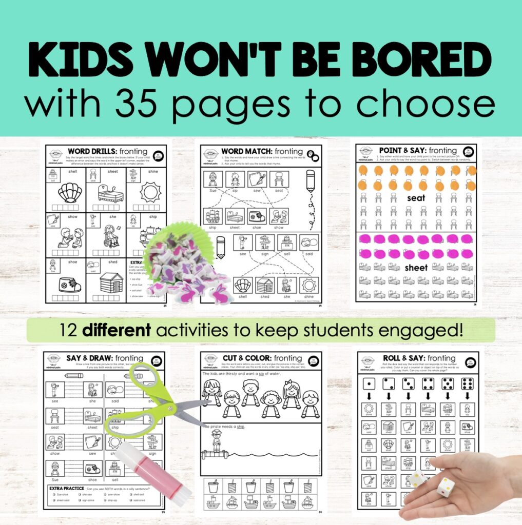Fronting Minimal Pairs Homework for Speech Therapy