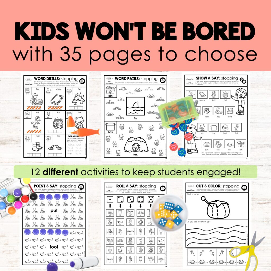 F Sound Minimal Pairs Homework for Speech Therapy