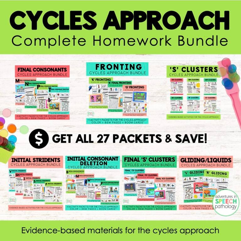 Cycles Approach: Complete Homework Activities Bundle for Speech Therapy ...