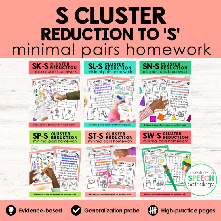 S Blend Cluster Reduction to 's' Minimal Pairs Homework – BUNDLE ...