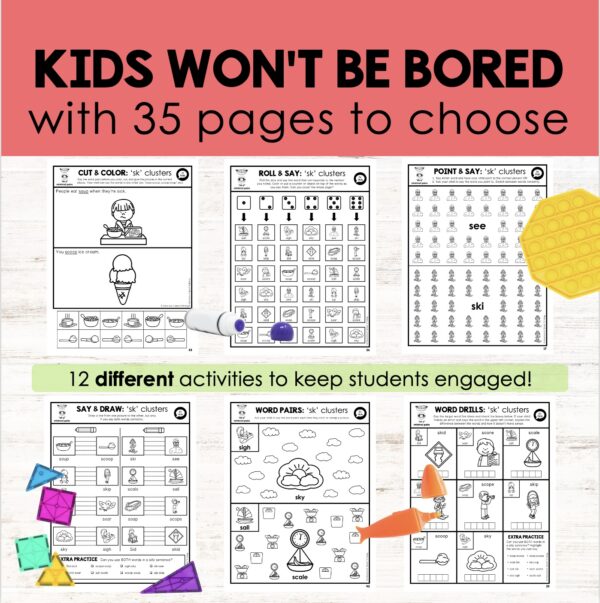 SK-S Blend Cluster Reduction Minimal Pairs Homework | Speech Therapy ...