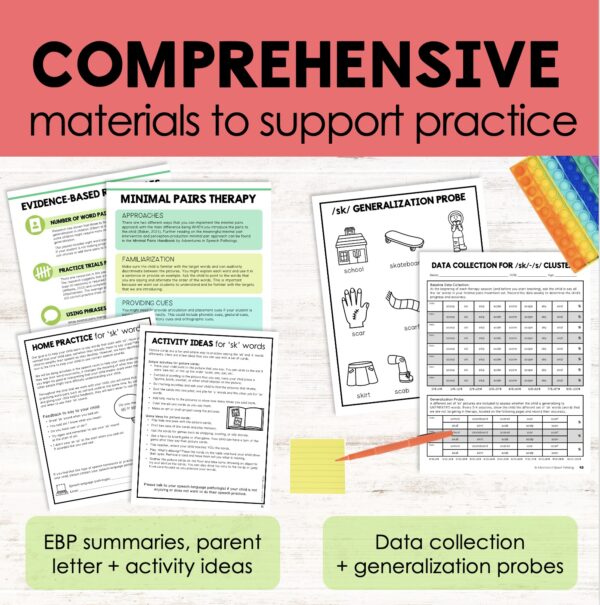 SK-S Blend Cluster Reduction Minimal Pairs Homework | Speech Therapy ...