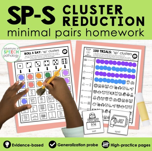SP-S Blend Cluster Reduction Minimal Pairs Homework | Speech Therapy ...