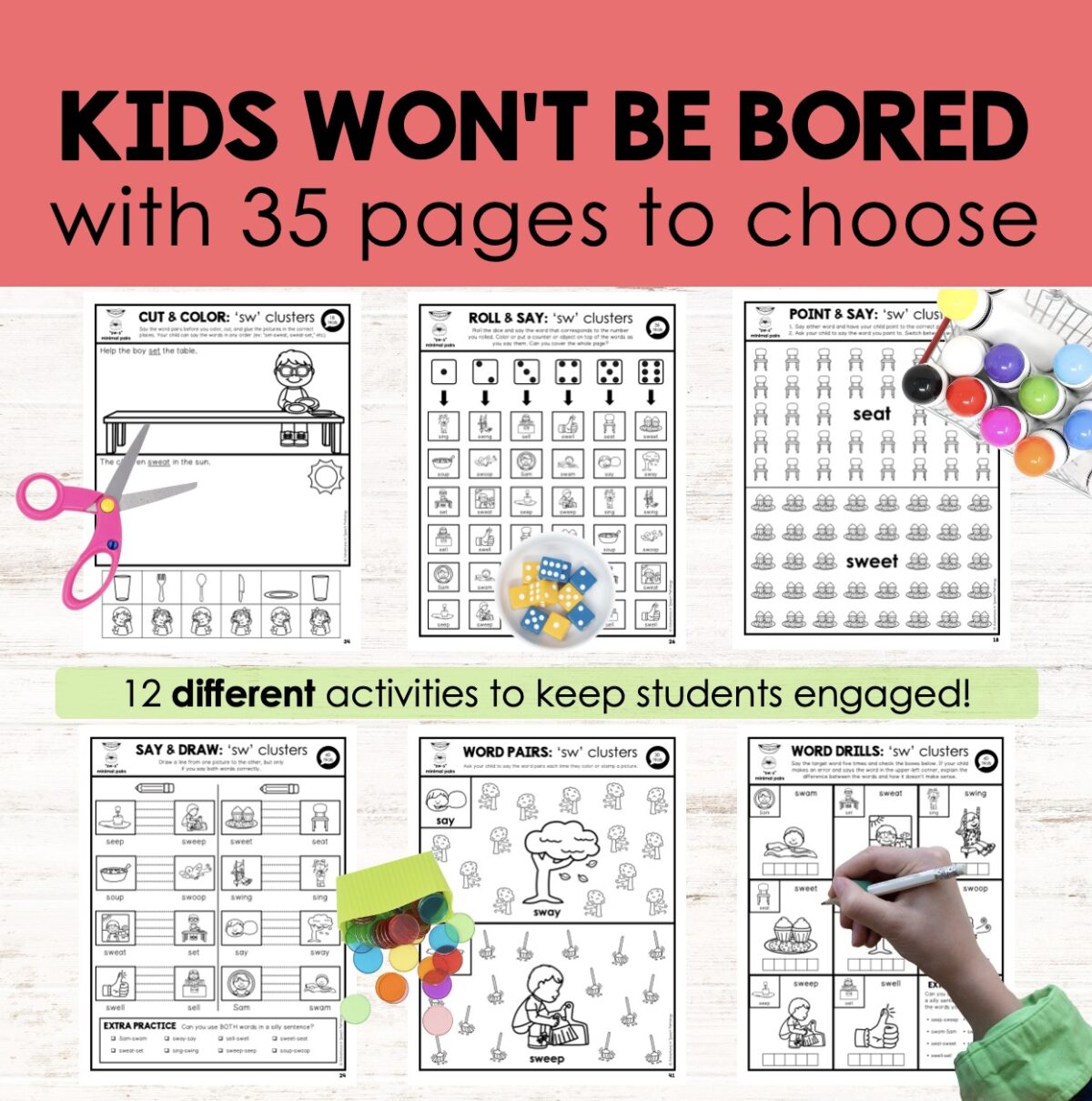 SW-S Blend Cluster Reduction Minimal Pairs Homework | Speech Therapy ...