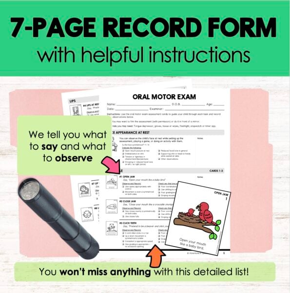 Oral Motor Exam Cards - Therapy Tools & Products